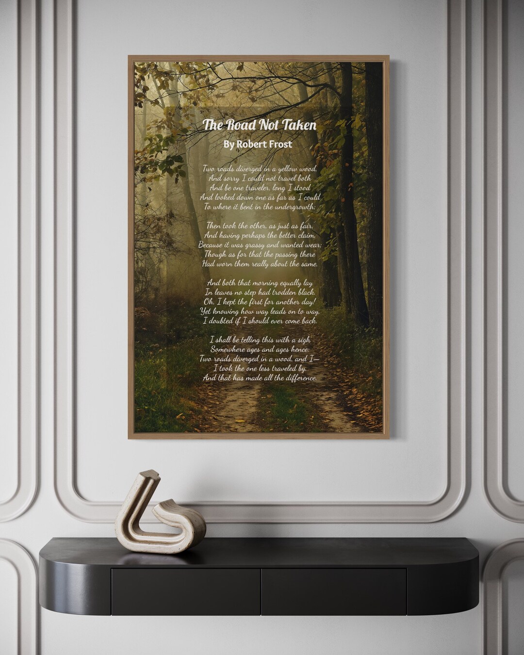 The Road Not Taken Poem Wall Art- Robert Frost Poem Painting Canvas ...