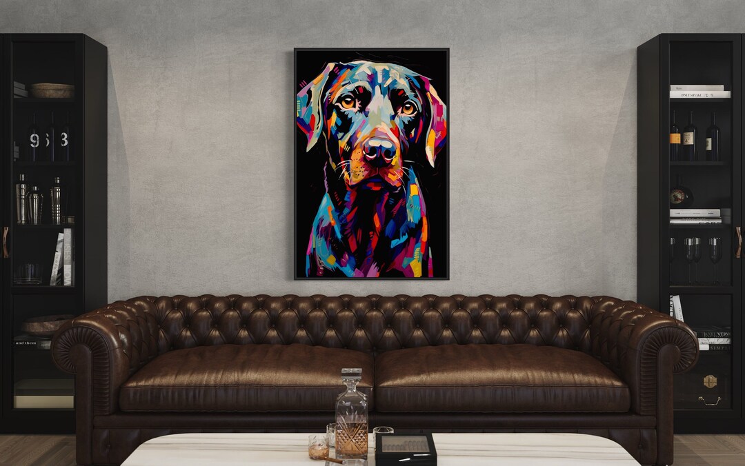 Black Labrador Retriever Dog Pop Art Portrait Painting Cavas Print or ...