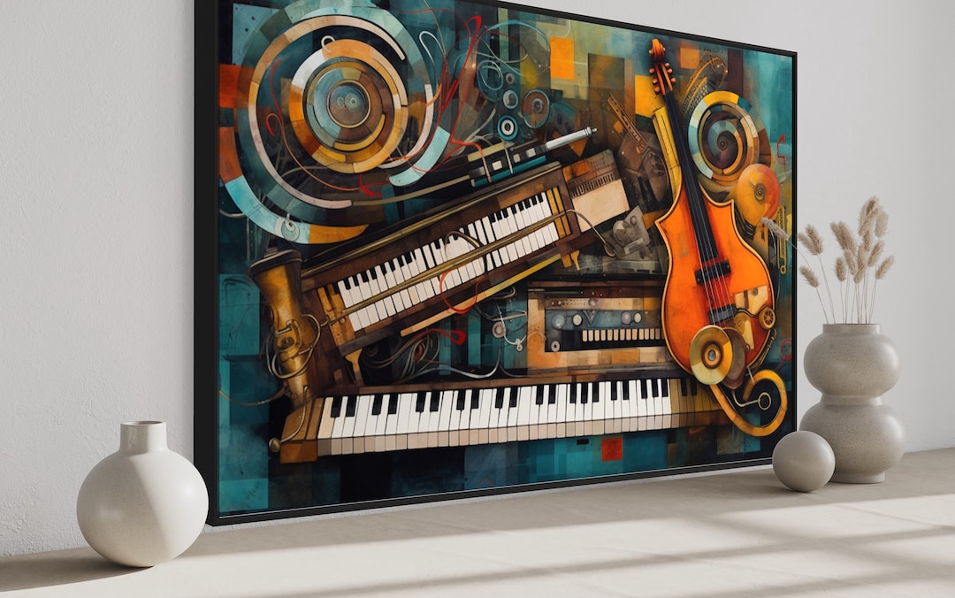 Musical Instruments Abstract Painting Canvas PRINT, Music Wall Art ...