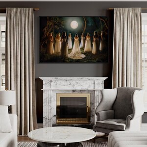 Witches Dancing in Circle Wall Art, Dark Academia Wiccan Goddesses in ...