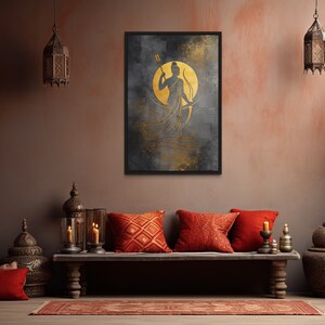 Minimalist Lord Rama Wall Art, Indian Deity, Hindu God Decor Gold ...