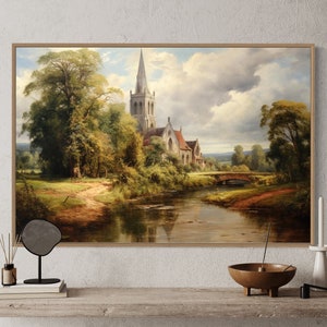 Vintage Church Painting Print on Canvas Rustic Home Decor Christian ...