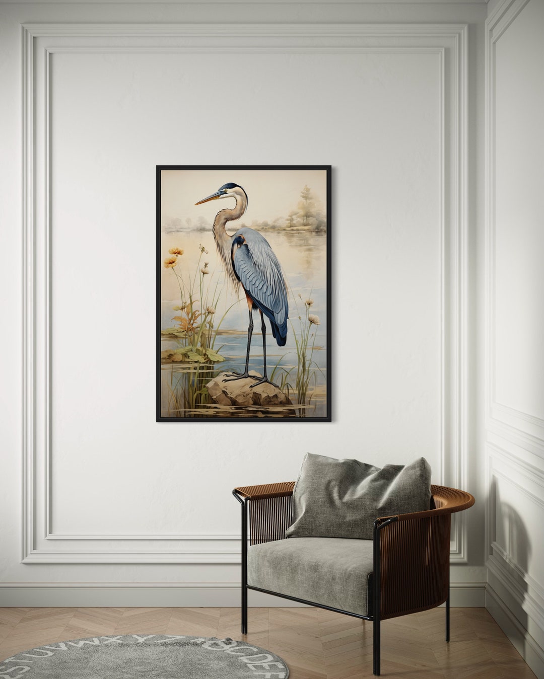 Blue Heron Painting Canvas PRINT, Coastal Waterbird Artwork, Lake House ...