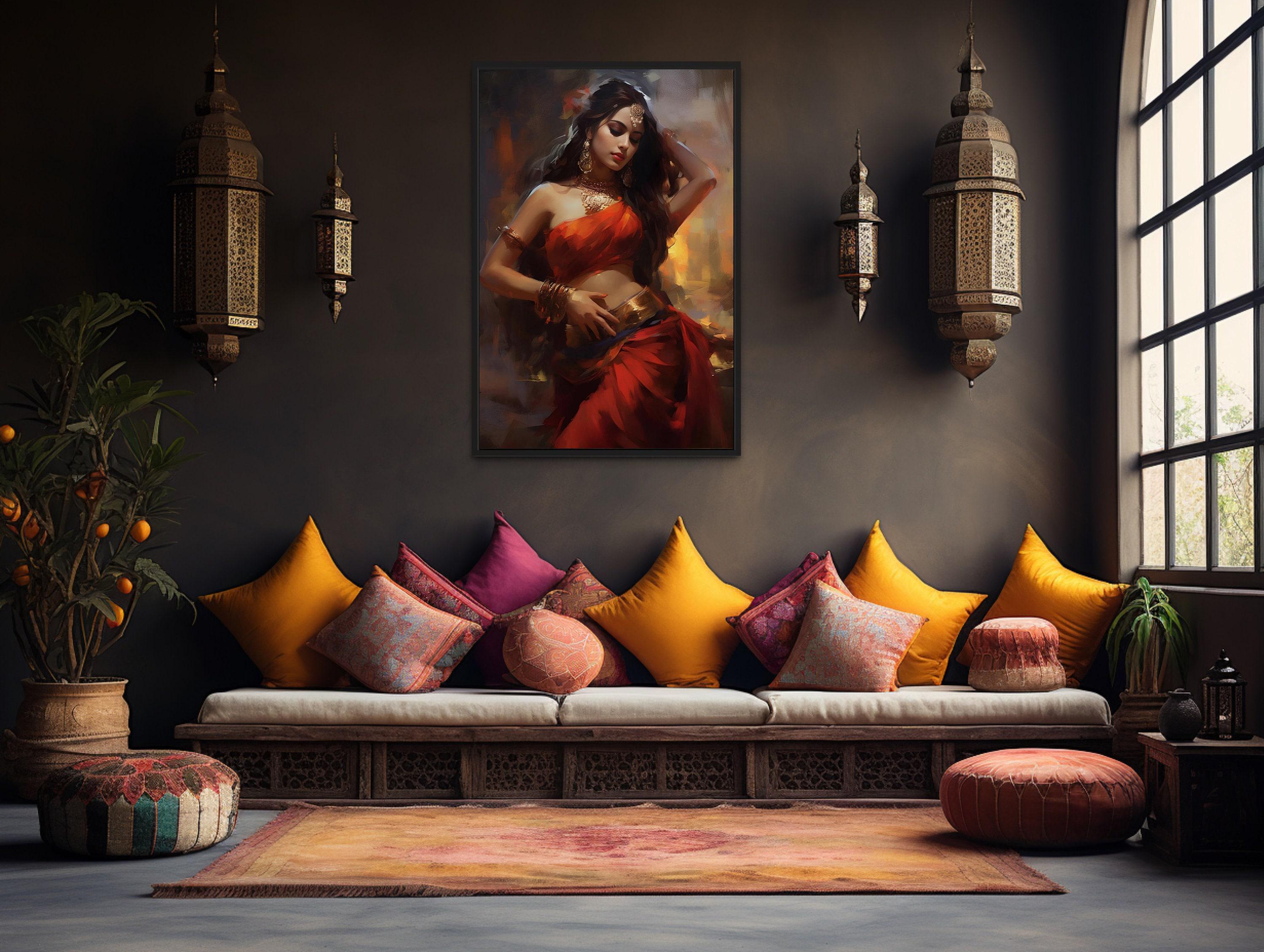 Indian Wall Art Woman Dancing Traditional Folk Dance Painting Canvas ...