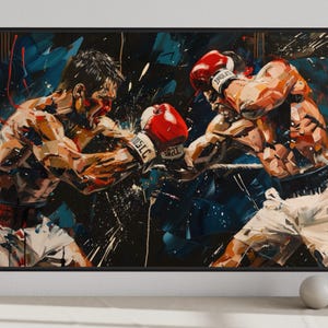 Boxing Wall Art, Abstract Graffiti Boxing Match Painting Canvas PRINT ...