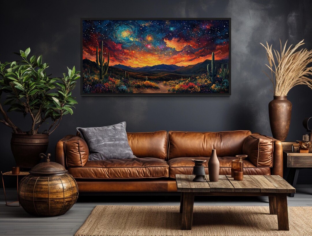Starry Night Sky Over Arizona Desert Wall Art - Vibrant Southwestern ...