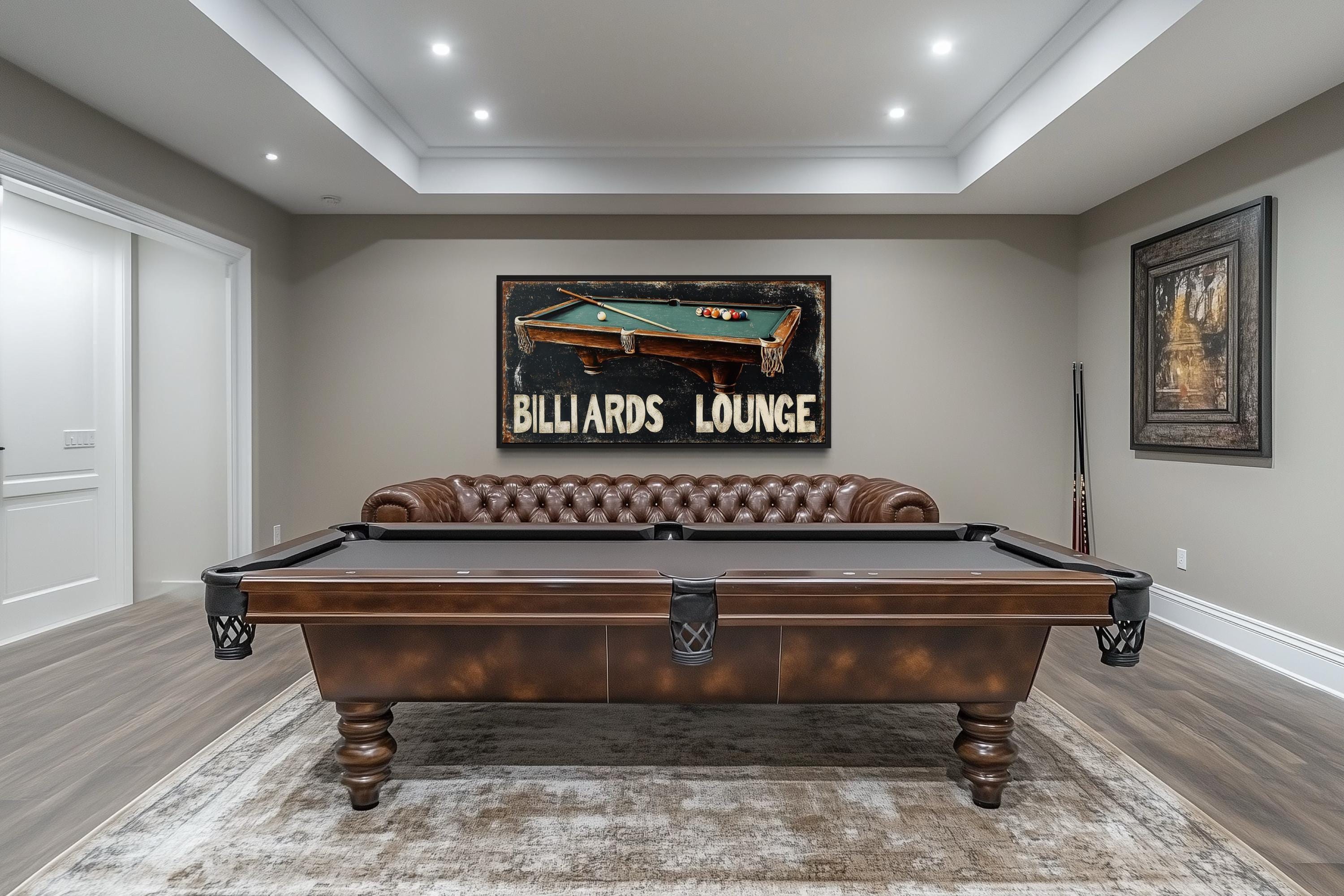 Billiards Room Sign - Billiards Lounge With Pool Table Painting Canvas ...