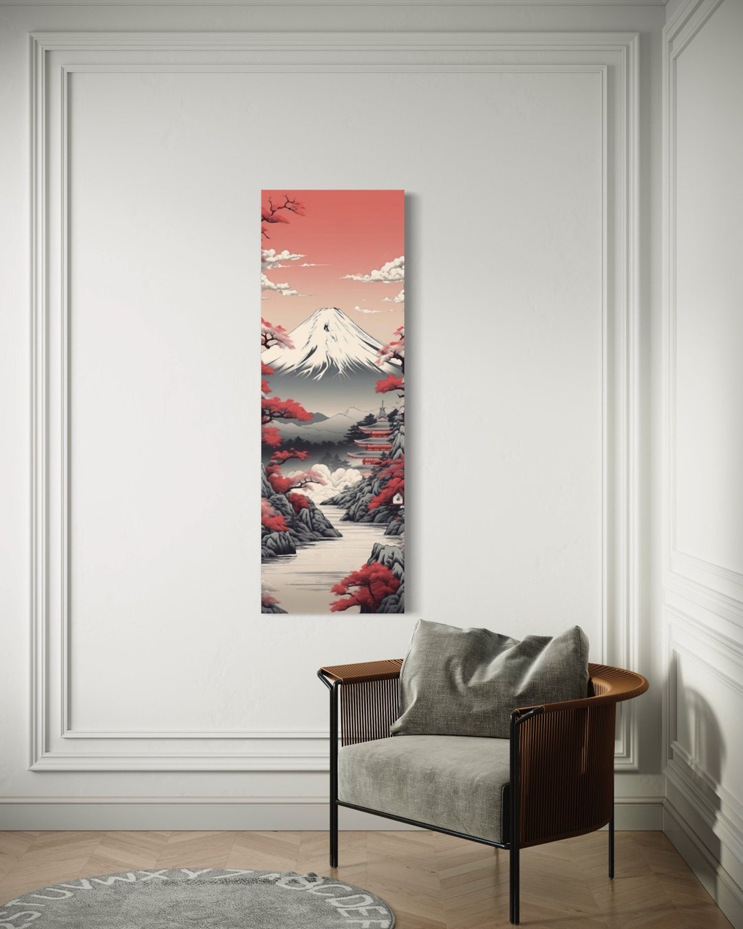 Tall Vertical Narrow Japanese Landscape Wall Hanging Long Mt. Fuji ...