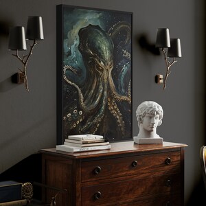 Cthulhu Space Monster Painting Canvas, Dark Academia Retro Victorian ...