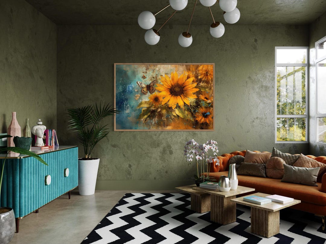 Rustic Sunflower Wall Art, Farmhouse Decor, Sunflower and Butterfly ...