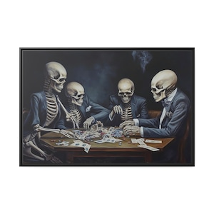 Art for Men Skeletons Playing Poker Painting Canvas Print, Whimsical ...