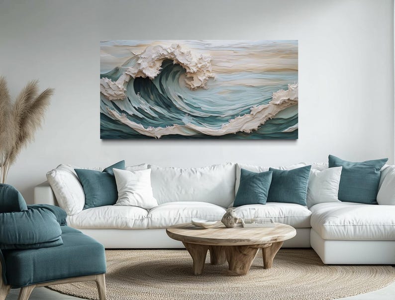 Abstract Ocean Wave Wall Art, 3D Effect Wave Painting Canvas PRINT ...
