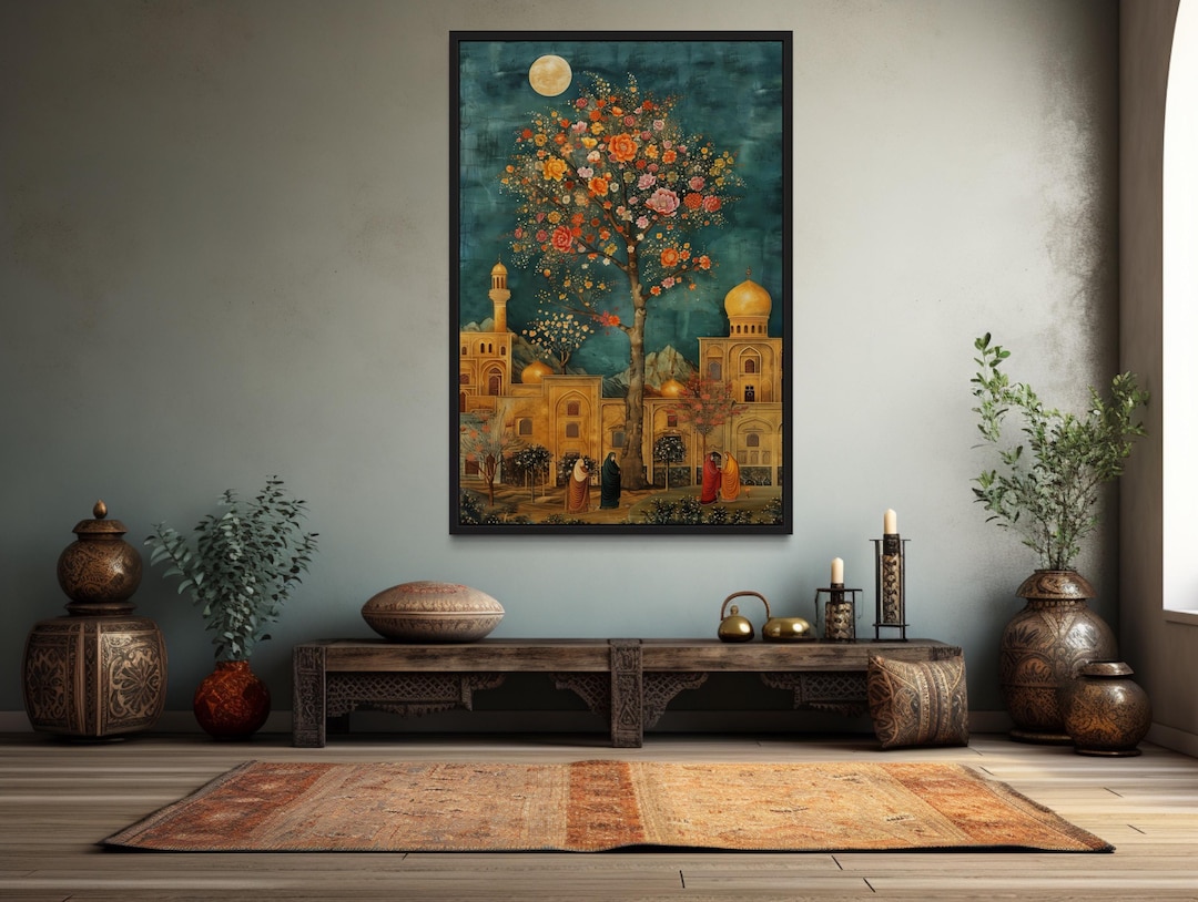 Persian Garden and Architecture Traditional Painting Canvas Wall Art ...