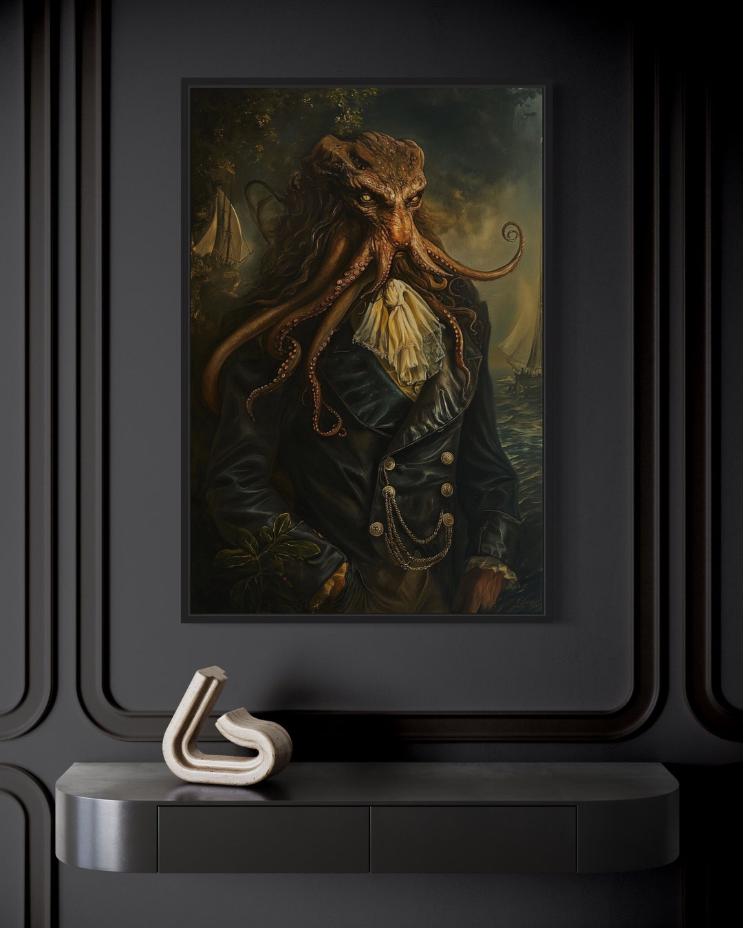 Gothic Kraken Painting Canvas PRINT, Dark Academia Retro Victorian ...