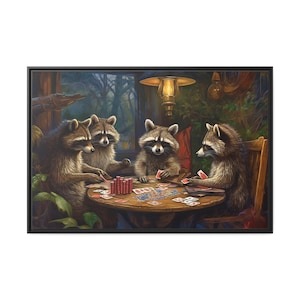 Raccoons Playing Poker - Game Room Wall Art - Poker Room Decor - Man ...