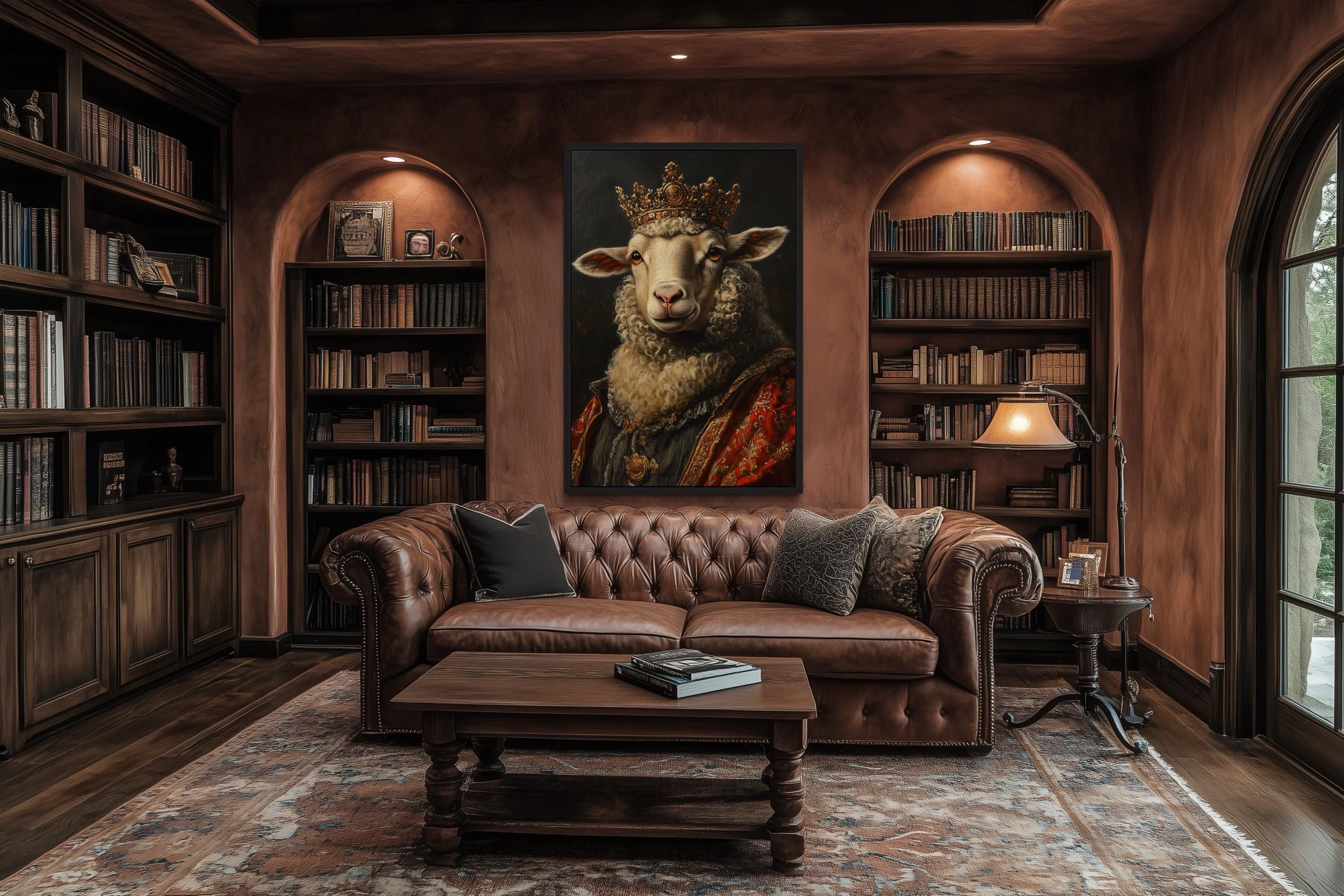 Sheep King in Crown Victorian Portrait Canvas Print, Dark Academia ...