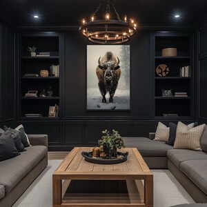 American Bison or Buffalo in Snow Vertical Wall Art, Buffalo Painting ...