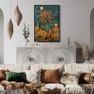 Persian Garden and Architecture Traditional Painting Canvas Wall Art ...
