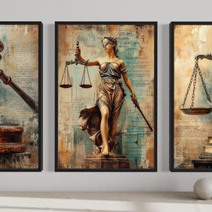 Law Office Wall Art - Scales of Justice, Lady Justice and Judge Gavel ...