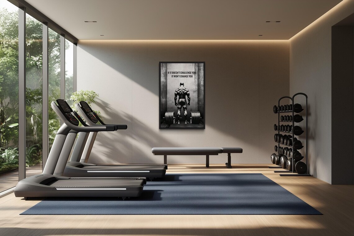 Gym Wall Art, Motivational Fitness Wall Decor Man With Barbell Artwork ...