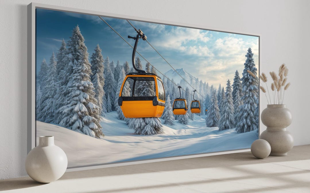 Ski Lift Wall Art, Ski Resort Painting, Chairlift Painting Extra Large ...
