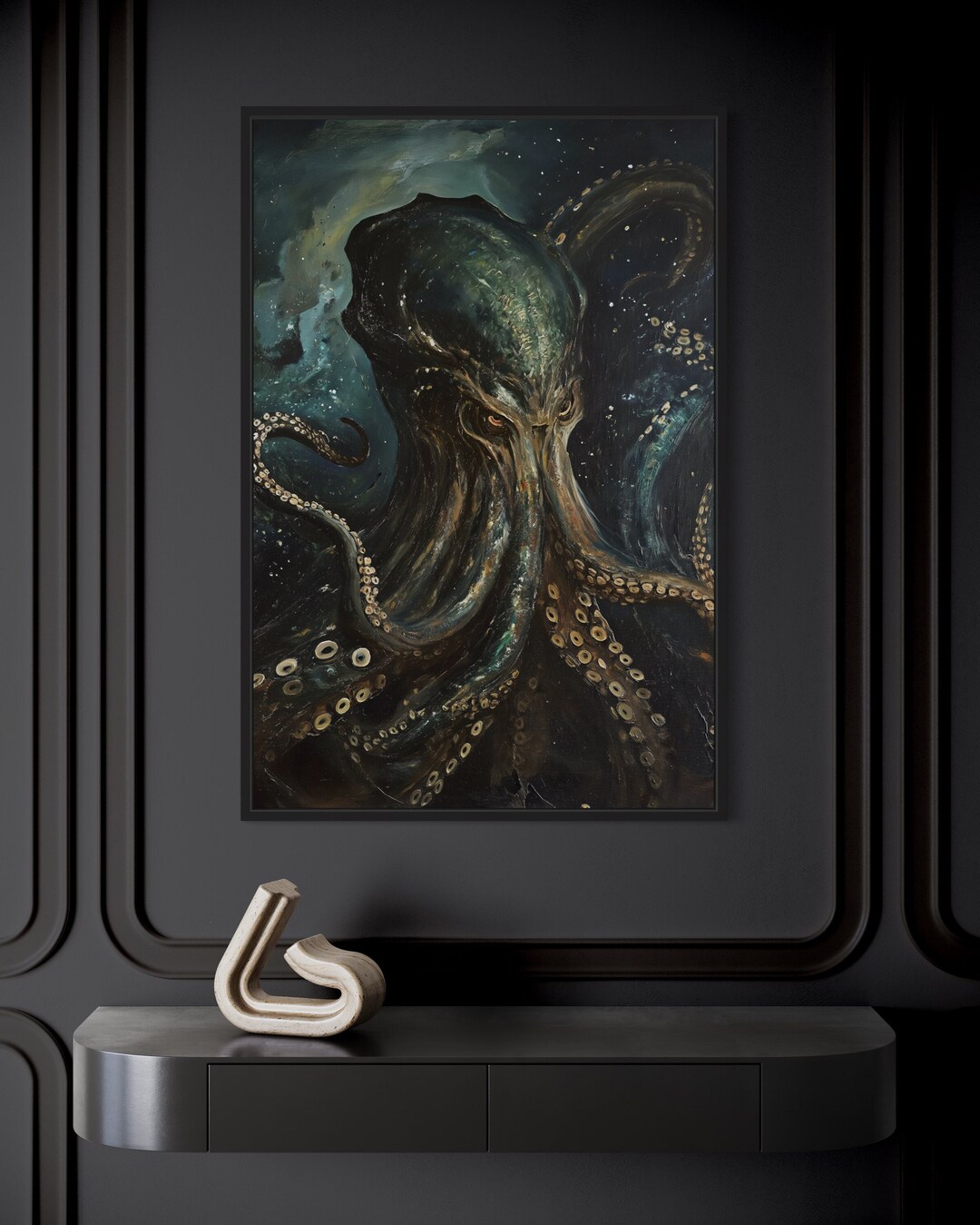Cthulhu Space Monster Painting Canvas, Dark Academia Retro Victorian ...