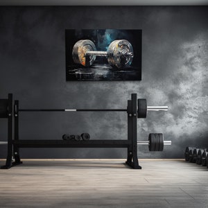 Barbell Graffiti Painting Canvas Print - Gym Wall Art - Motivational ...