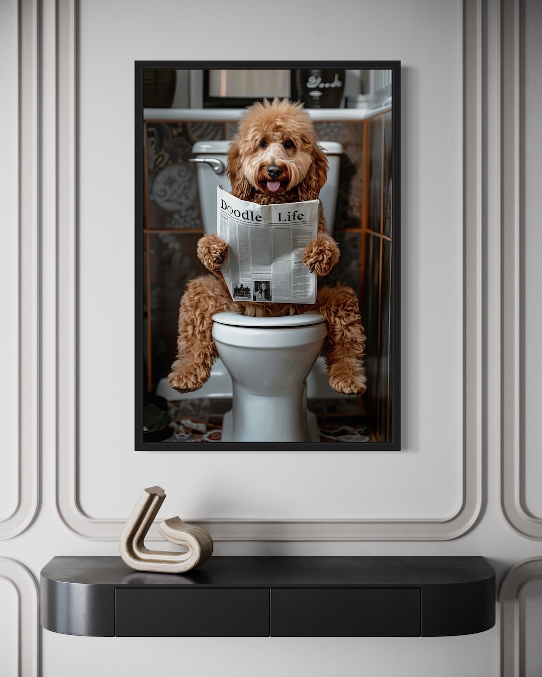 Goldendoodle Bathroom Picture on Toilet Reading Doodle Life Newspaper ...