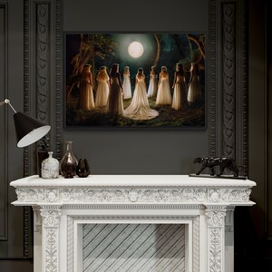 Wiccan Goddesses in the Forest Wall Art, Moon Calling Pagan Magical ...