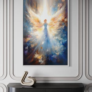 Angel in Blue Heavenly Light Painting Canvas PRINT, Angelic Apparition ...