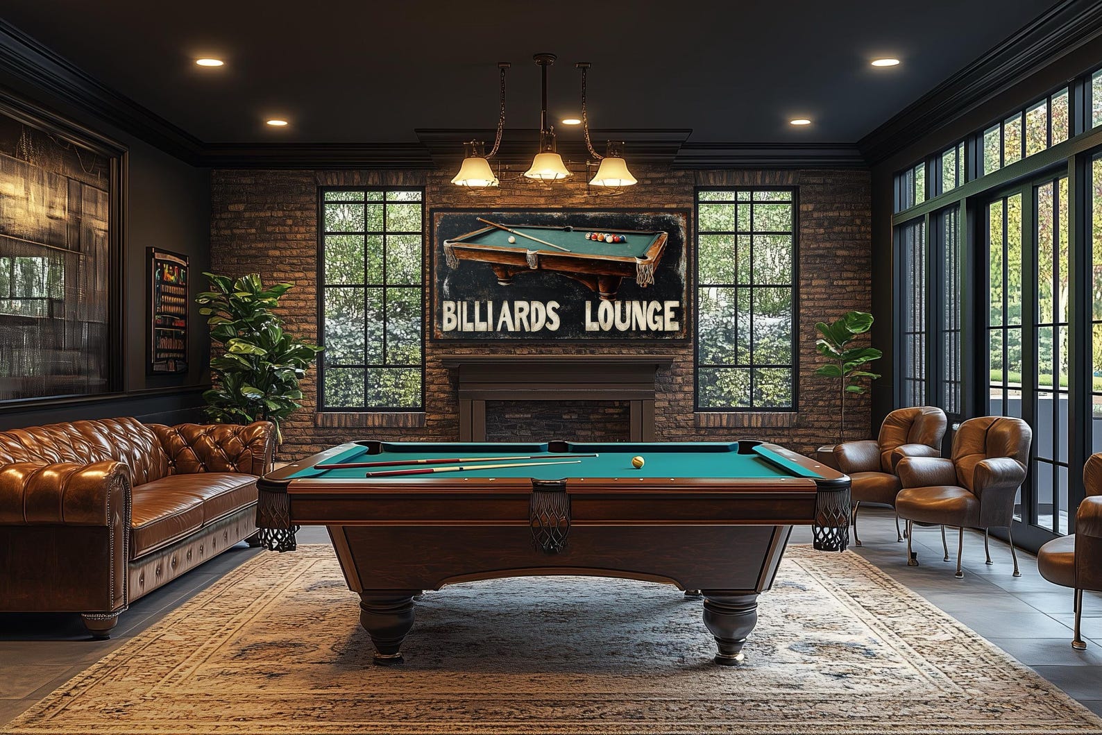 Billiards Room Sign - Billiards Lounge With Pool Table Painting Canvas ...