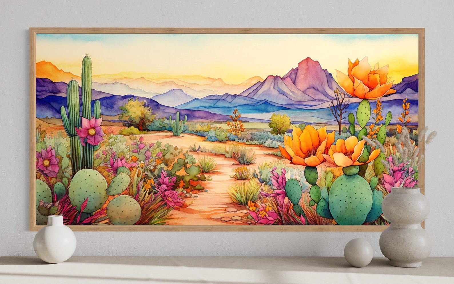 Colorful Arizona Desert Painting Canvas Print - Southwestern Wall Art ...