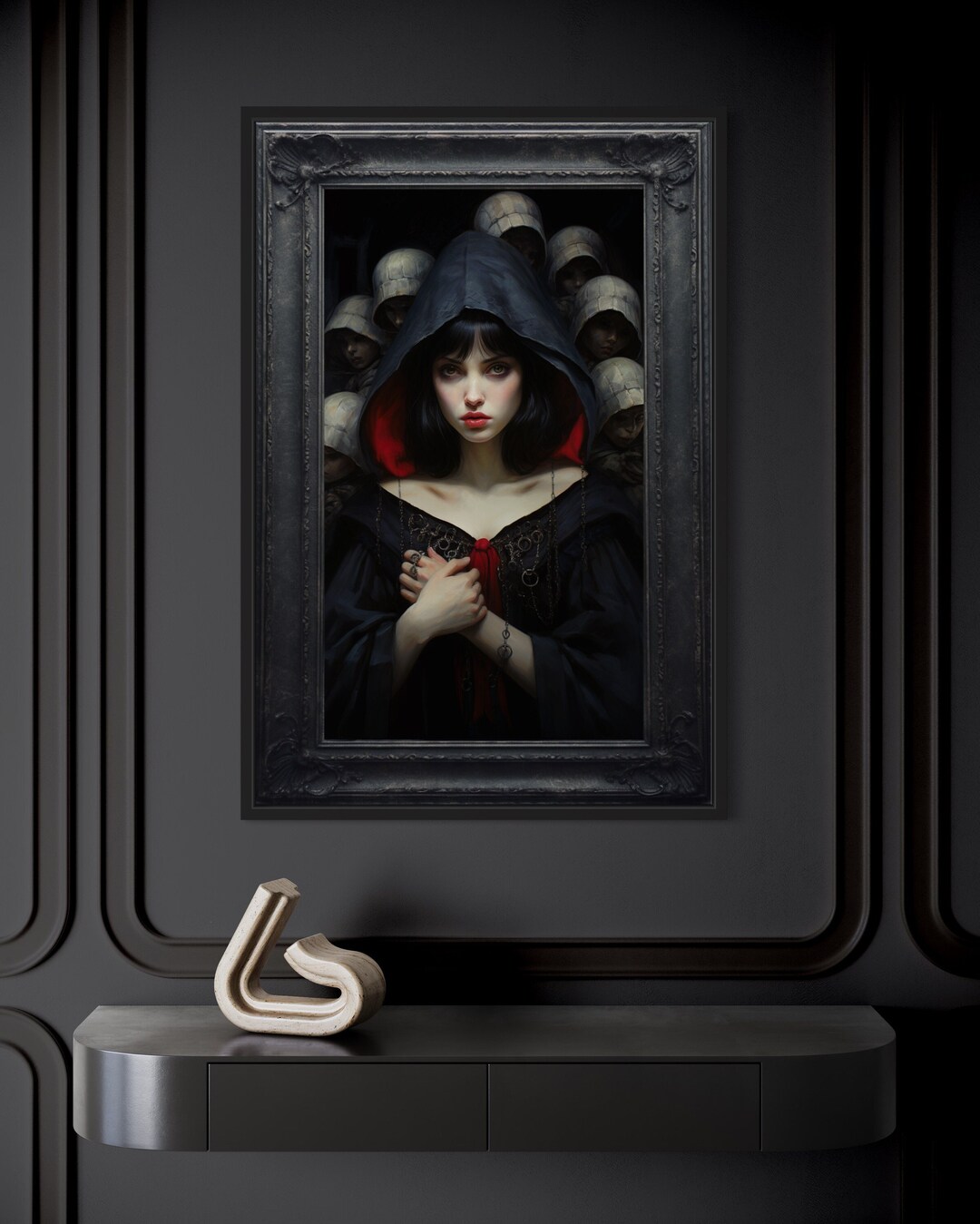 Gothic Snow White and Seven Dwarfs Painting Canvas PRINT, Dark Academia ...