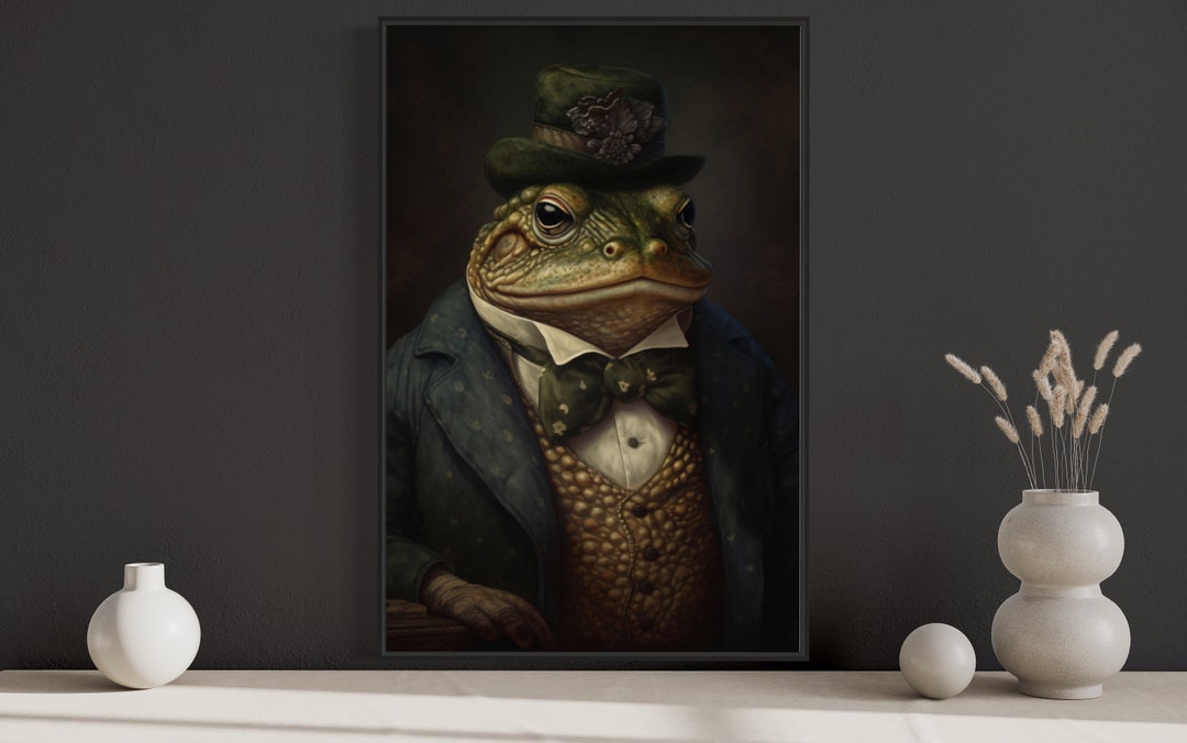 Victorian Toad Vintage Portrait Painting Poster or Canvas Print, Frog ...
