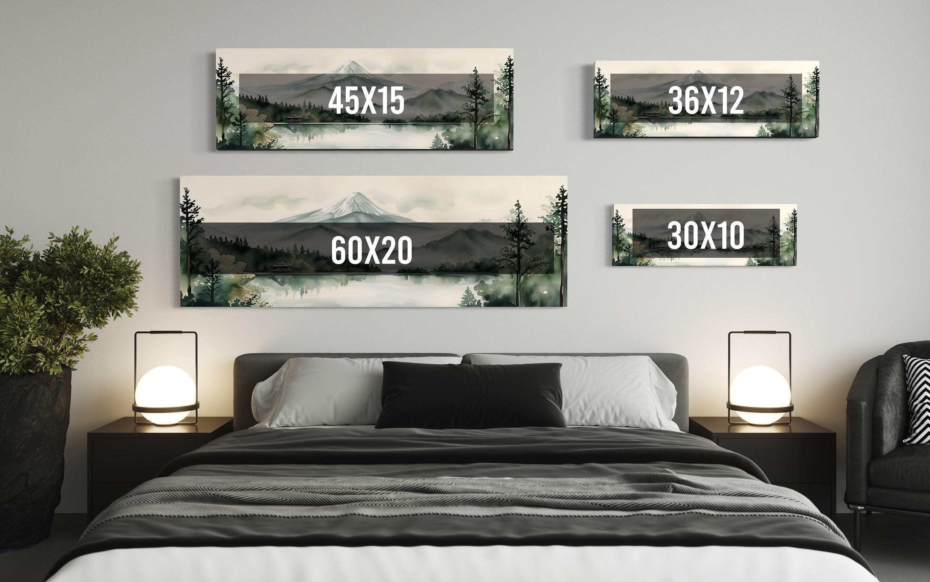 Mid Century Modern Black Red Sun Wall Art, Abstract Sun Panoramic ...