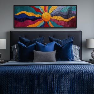 Vibrant Multicolored Sun Painting Long Horizontal Canvas PRINT, Living ...