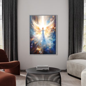 Angel in Blue Heavenly Light Painting Canvas PRINT, Angelic Apparition ...