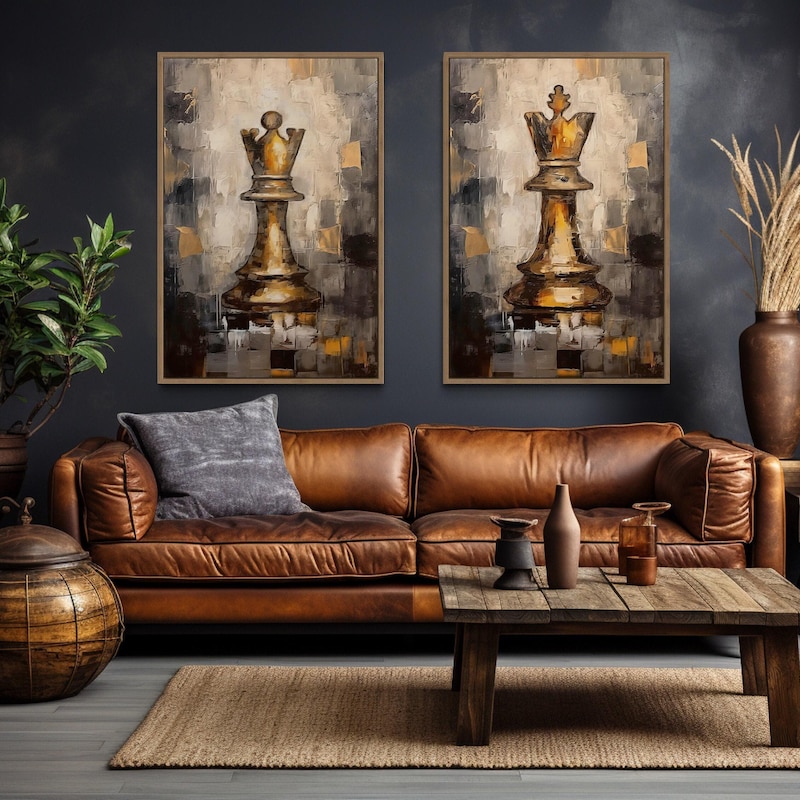 Chess King Print Gold - Etsy