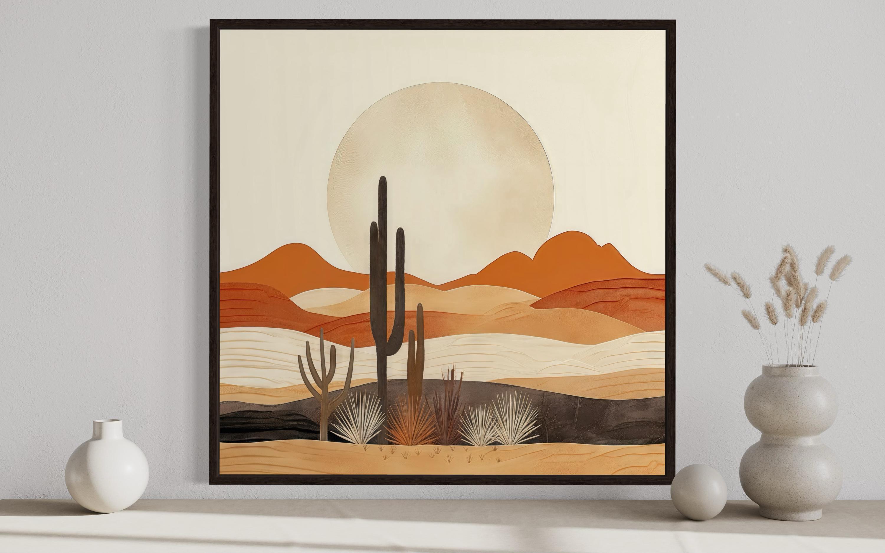 Boho Minimalist Neutral Colors Arizona Desert Landscape, Square Desert ...