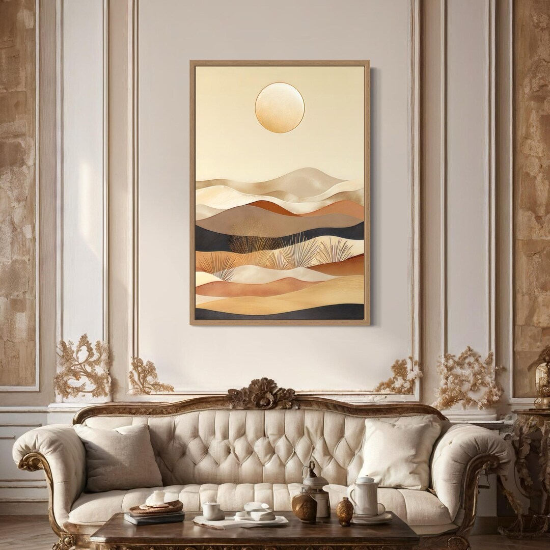 Boho Desert Wall Art, Vertical Mid Century Modern Neutral Desert ...