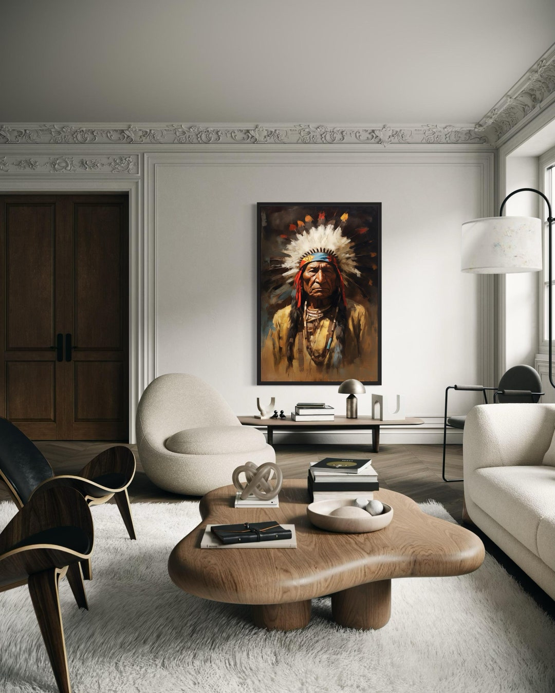 Indian Chief Colorful Painting Canvas PRINT, Native American Indigenous ...