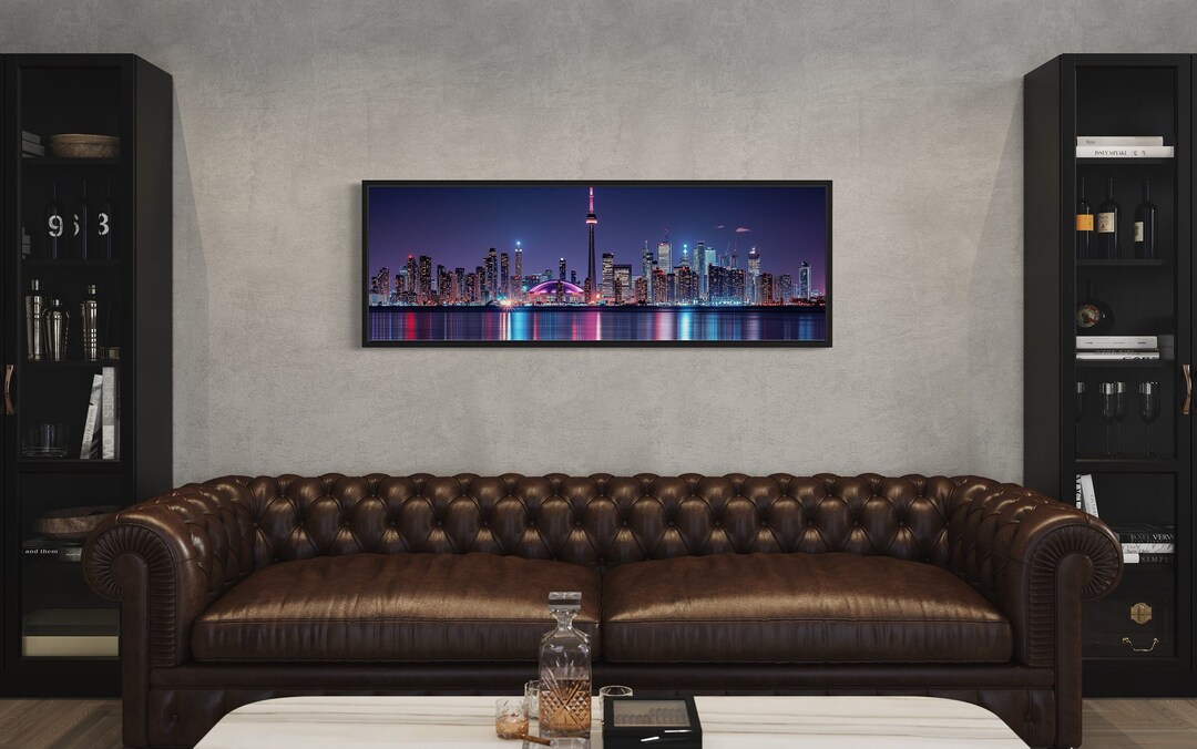 Toronto Wall Art, Toronto Skyline at Night Photo Style Painting Canvas ...