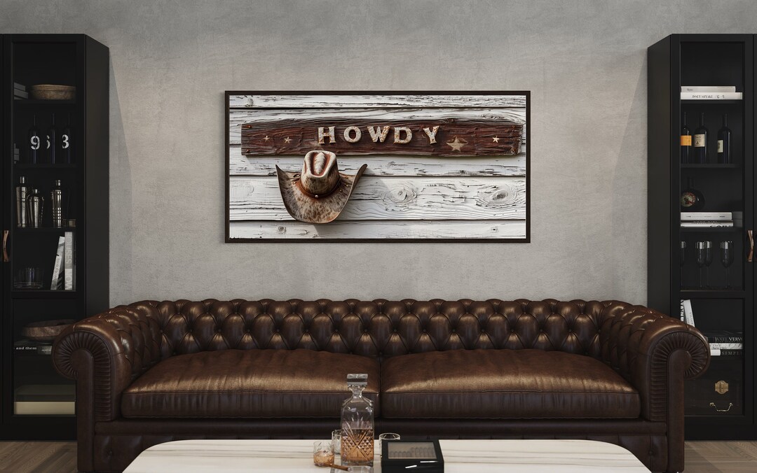 Howdy Sign Vintage Rustic Cowboy Wall Art, Ranch Wall Decor Canvas ...