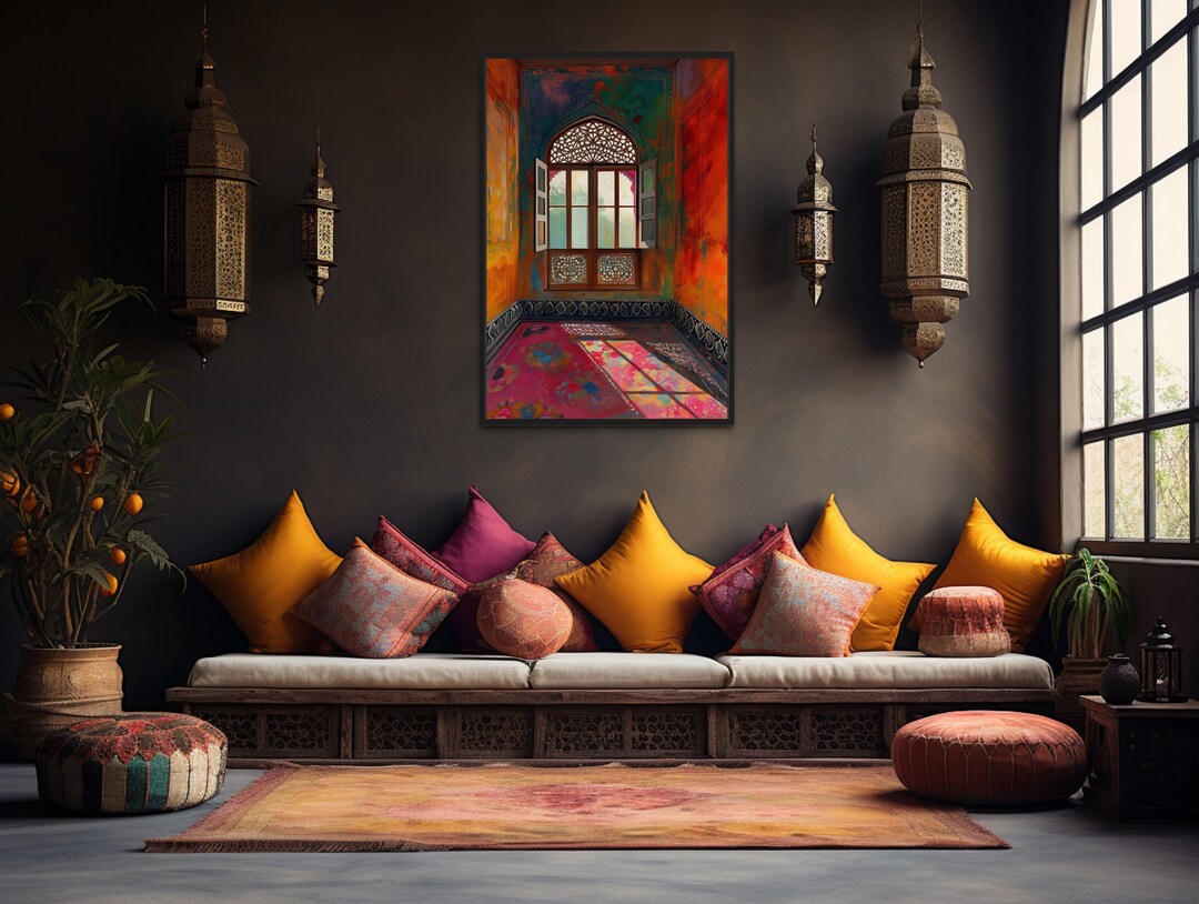 Indian Window Wall Art - Indian Room Design/architecture Colorful ...
