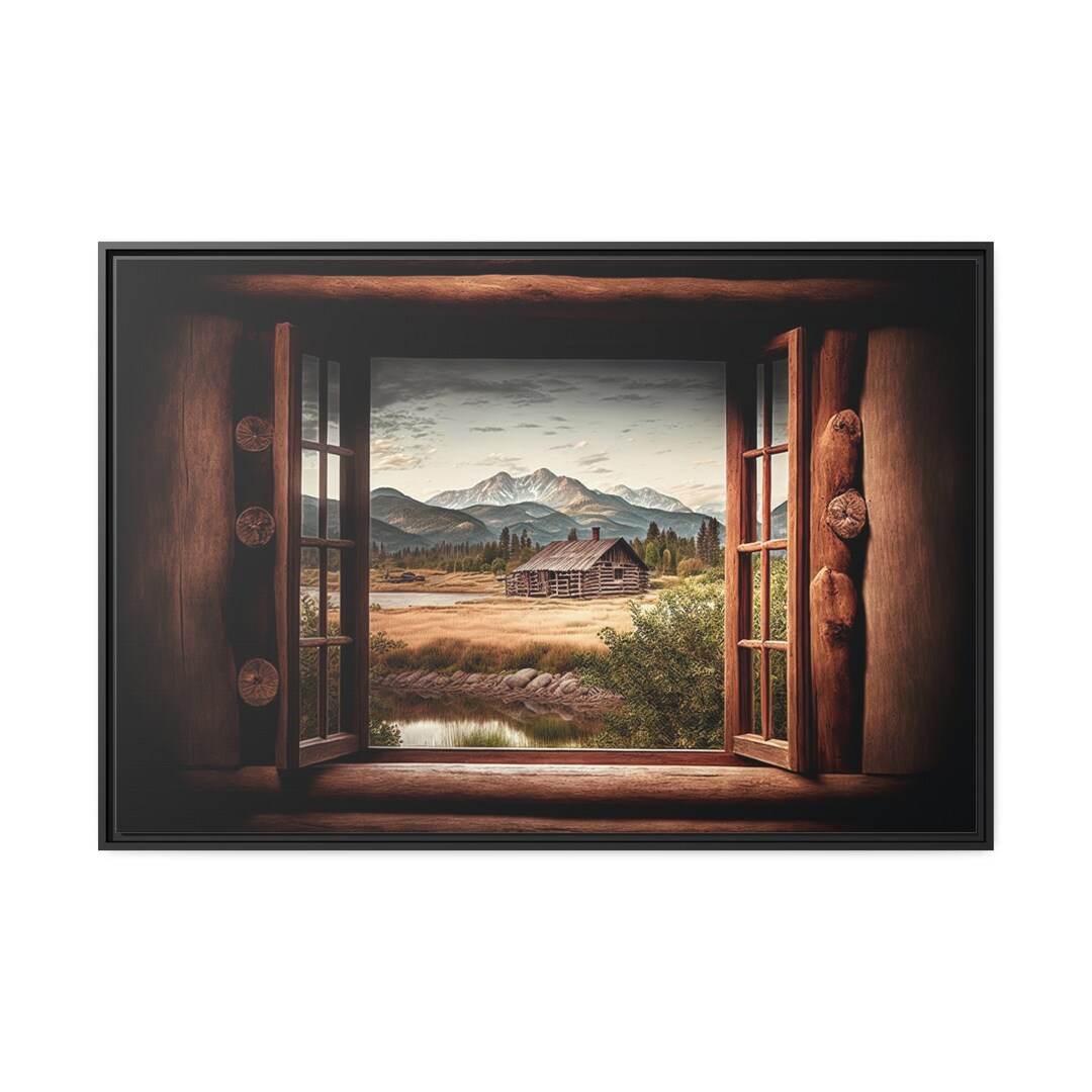 Cabin Wall Art Mountain Cabin Seen Through Open Window - Etsy