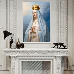 Our Lady of Fatima Painting Canvas Print Blessed Virgin Mary Wall Decor ...
