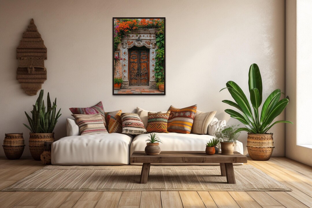 Mexican Wall Art, Colorful Mexican Door Painting Canvas PRINT ...