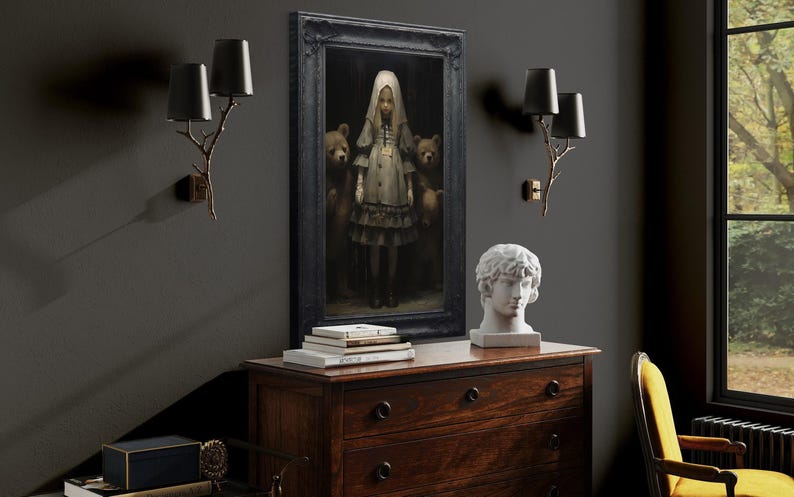 Gothic Goldilocks and the Three Bears Painting Canvas PRINT, Dark ...