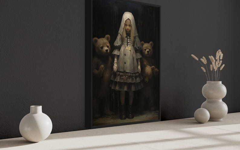 Gothic Goldilocks and the Three Bears Painting Canvas PRINT, Dark ...