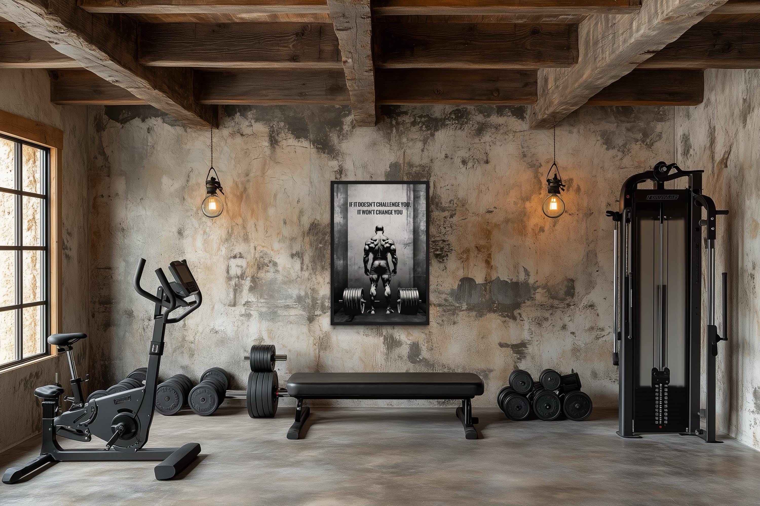 Gym Wall Art, Motivational Fitness Wall Decor Man With Barbell Artwork ...